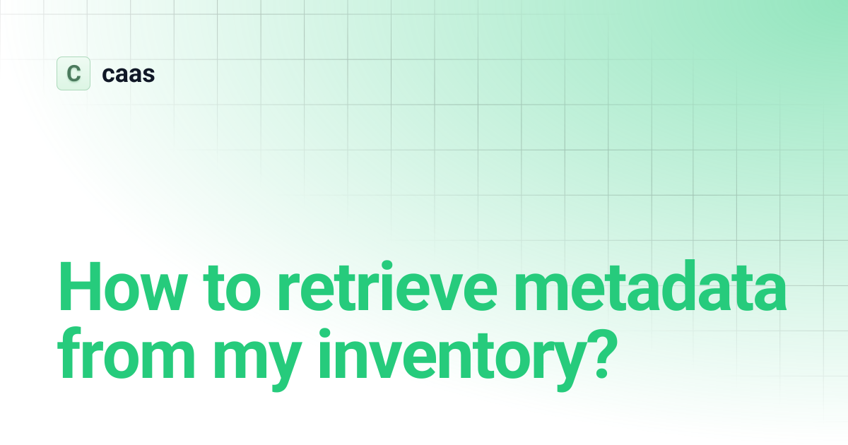 How to retrieve metadata from my inventory? | caas